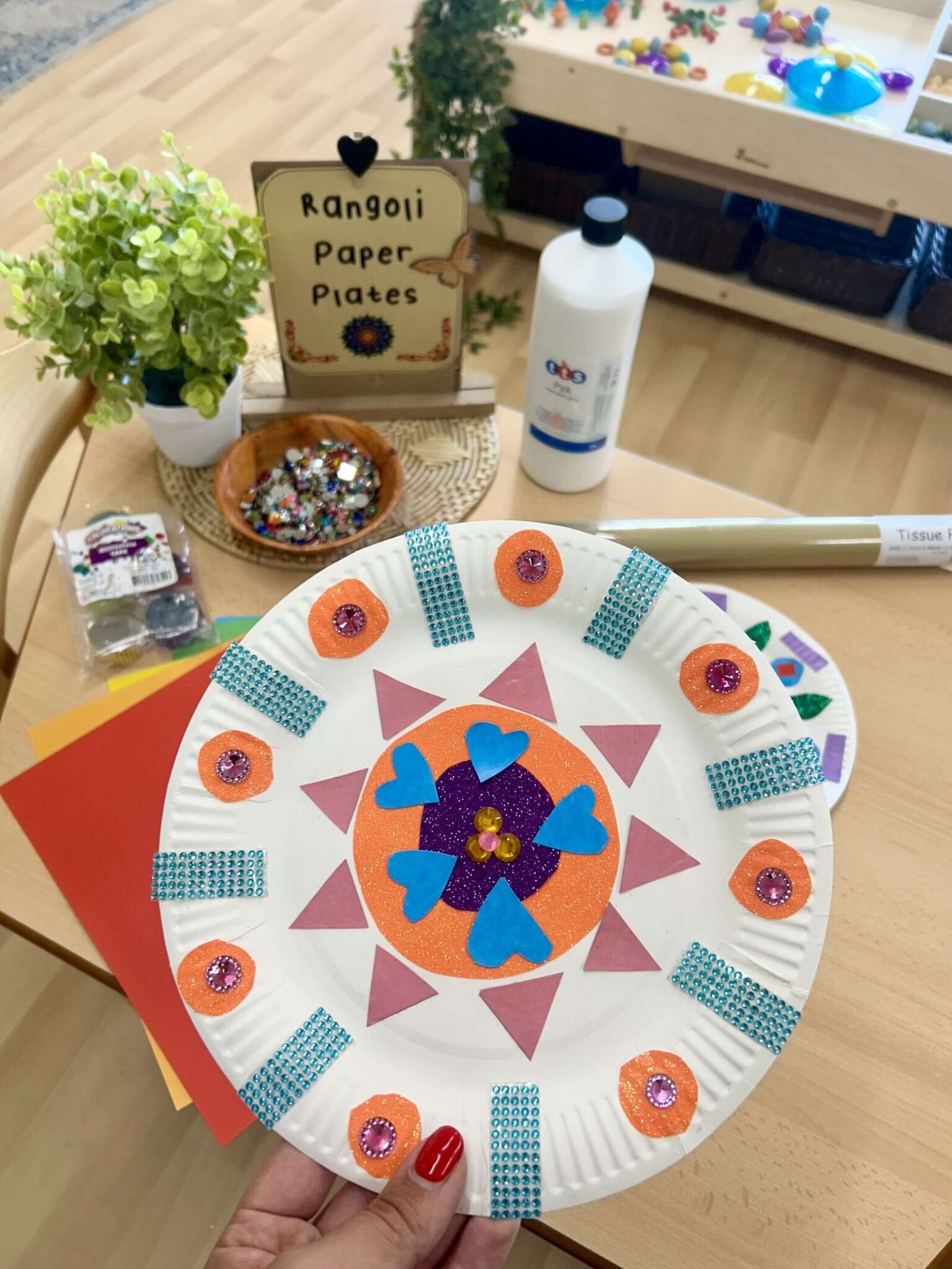 Simple Rangoli Pattern Paper Plate Activity for Diwali | TTS